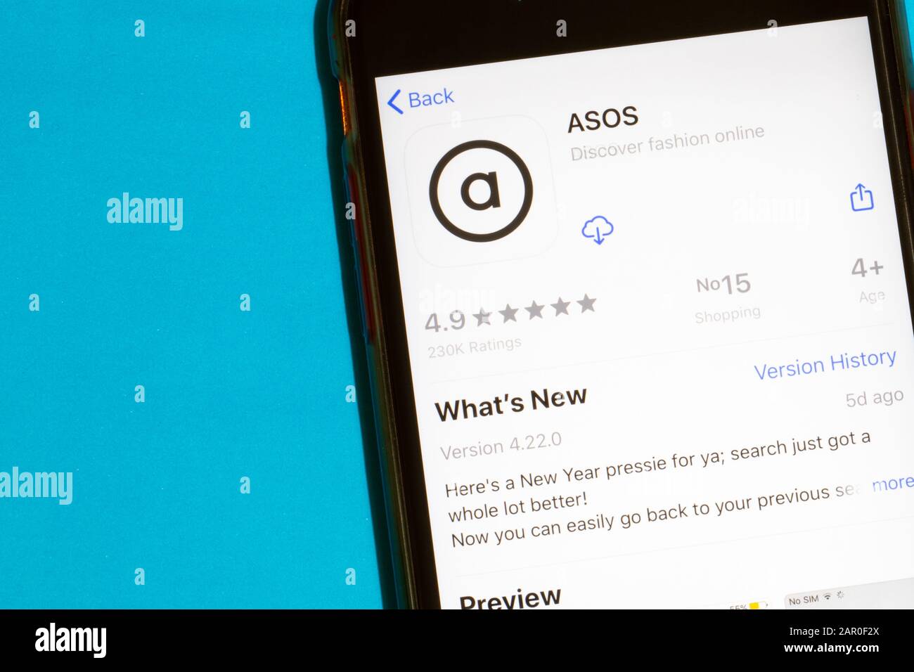 Los Angeles, California, USA - 22 January 2020: ASOS logo on phone ...