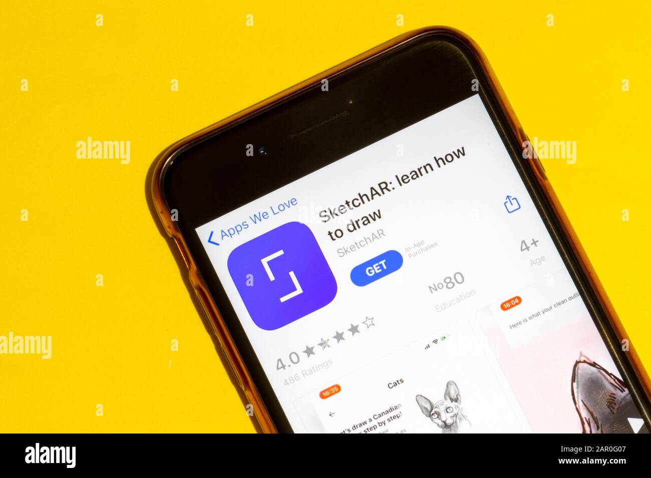 Los Angeles, California, USA - 22 January 2020: SketchAR logo on phone ...