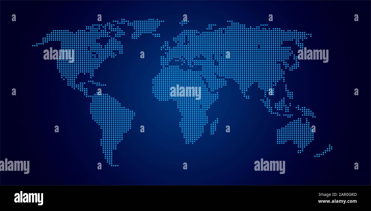 World map on dark blue background in vector Stock Photo - Alamy
