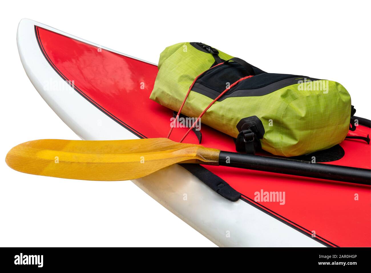 isolated bow and deck of an expedition stand up paddleboard with a ...