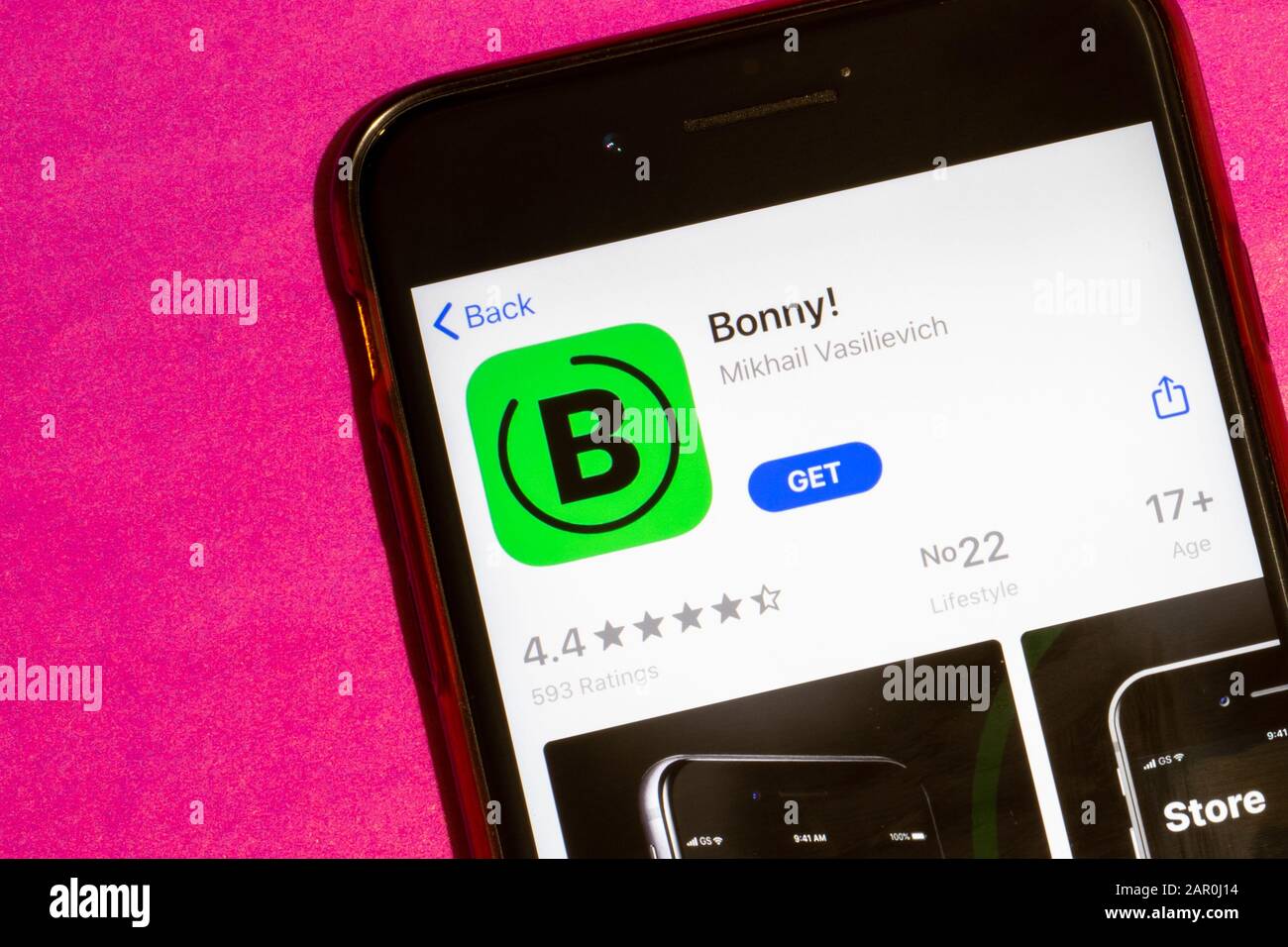 Los Angeles, California, USA - 22 January 2020: Bonny logo on phone ...