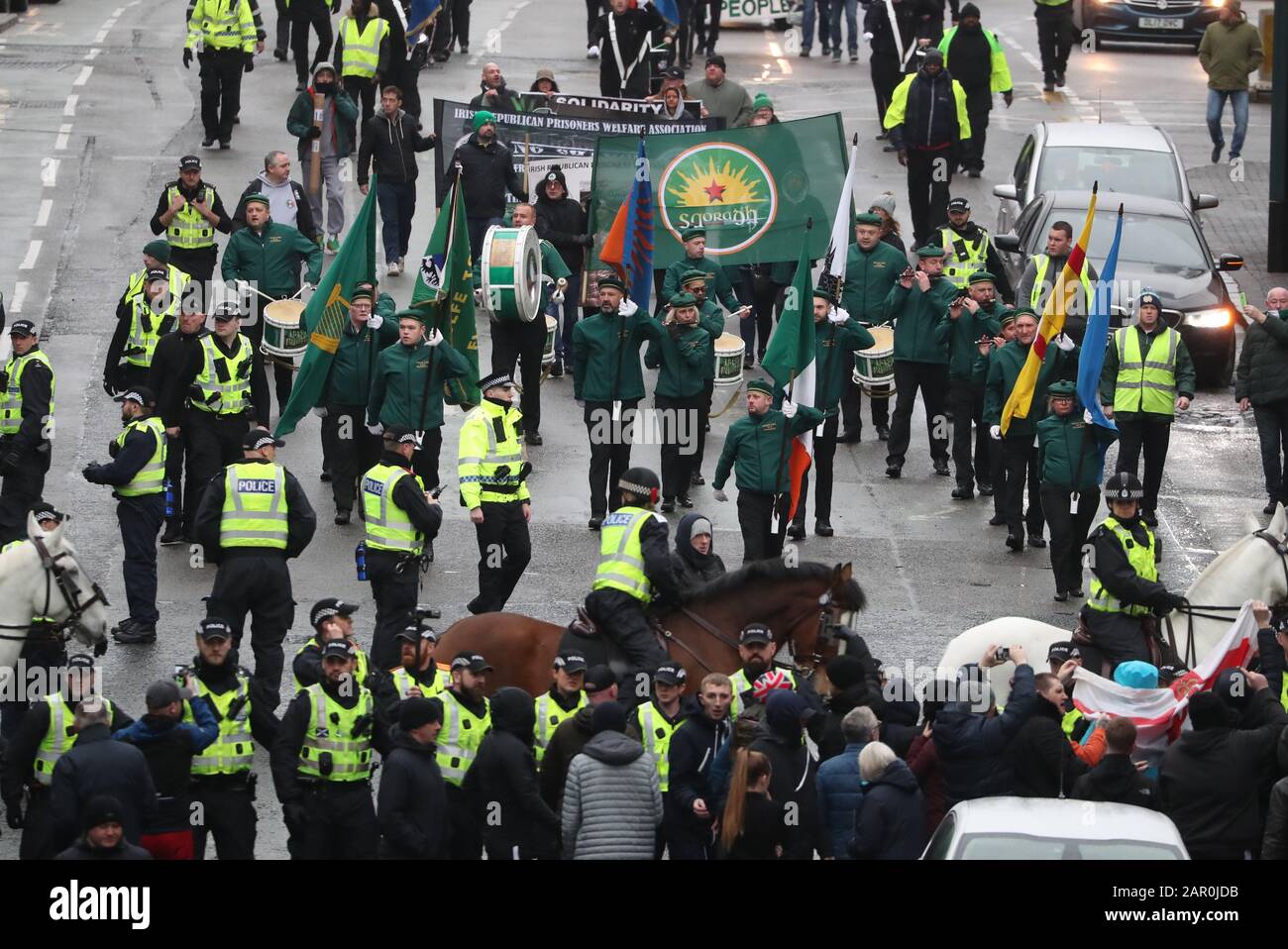 Police flank both sides of the West of Scotland Band Alliance March for ...