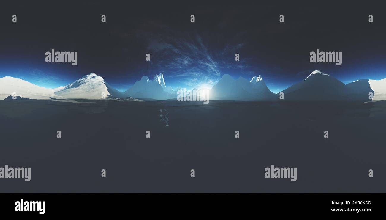 Antarctica Ice Fields and Mountains VR360 3D Illustration Stock Photo ...