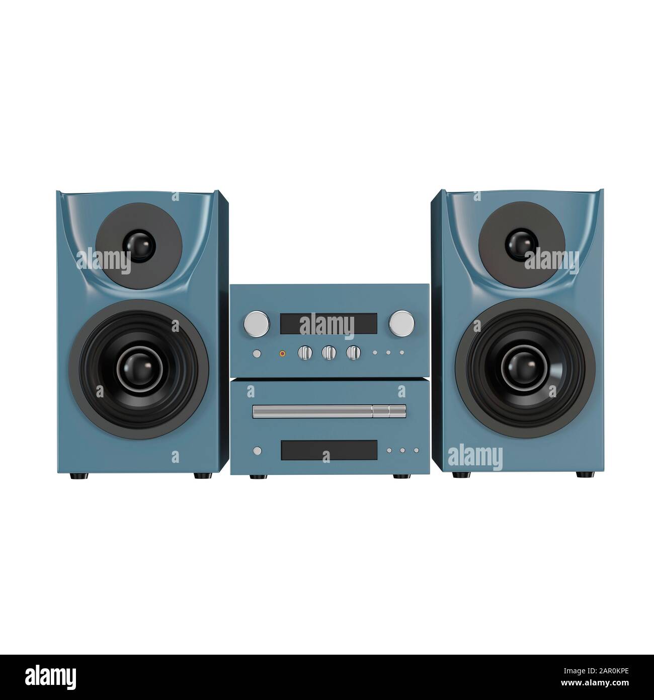 Blue music center with speakers Stock Photo - Alamy