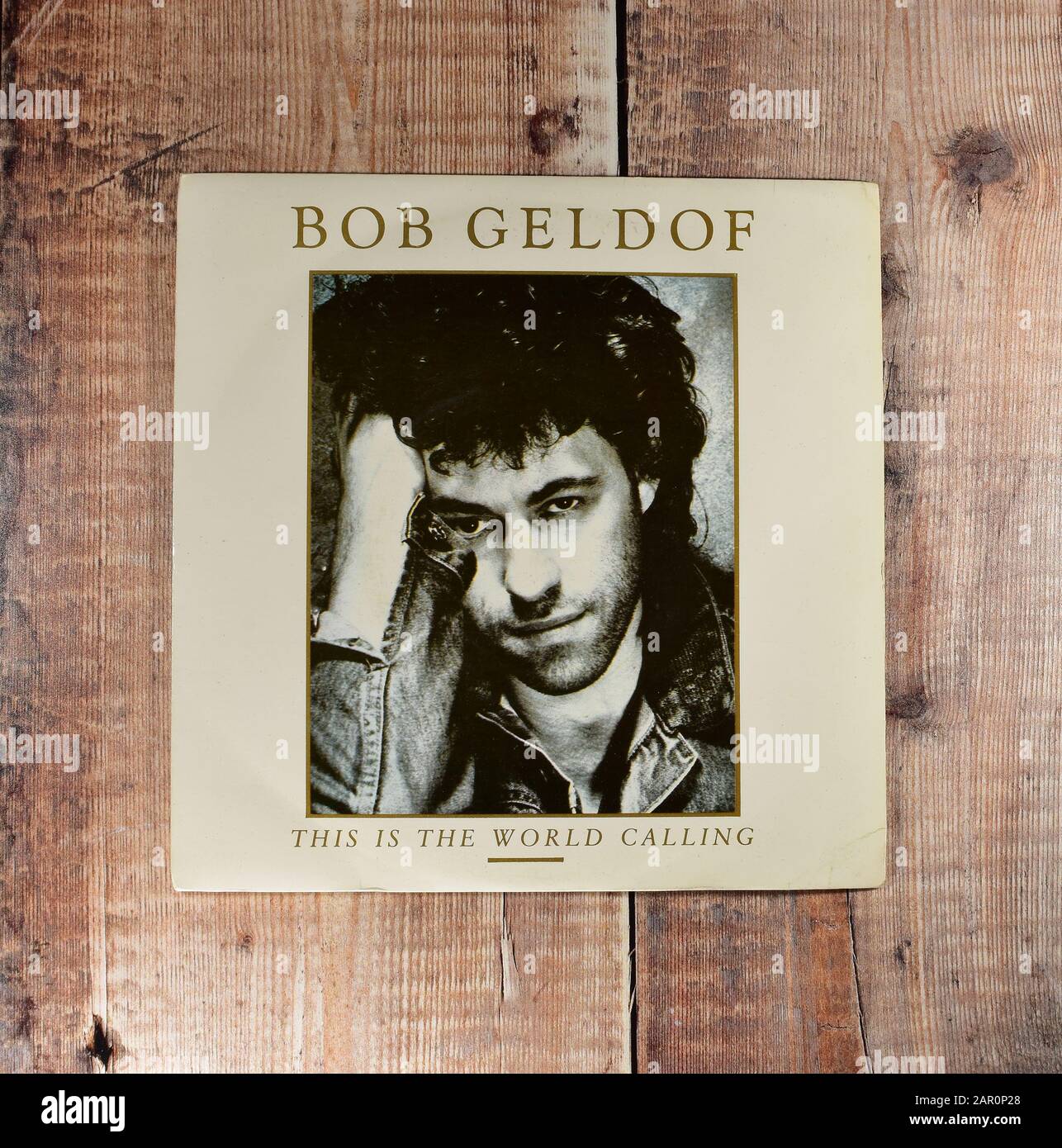 Bob Geldof - This is the world calling 7 inch single Stock Photo - Alamy