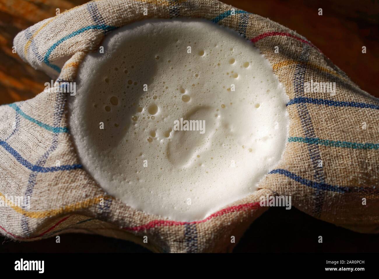 Stages of the home extraction of soy milk Stock Photo - Alamy