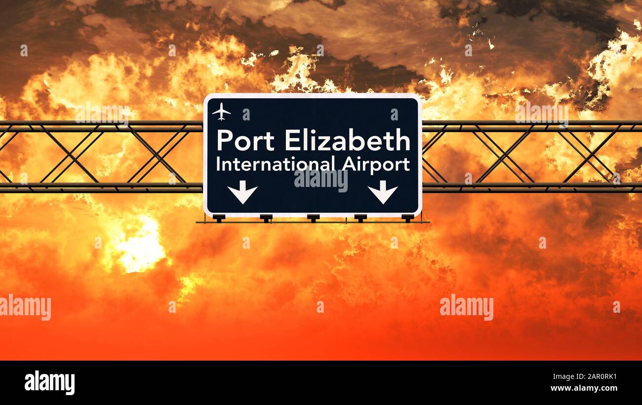 Port Elizabeth South Africa Airport Highway Sign in an Amazing Sunset ...