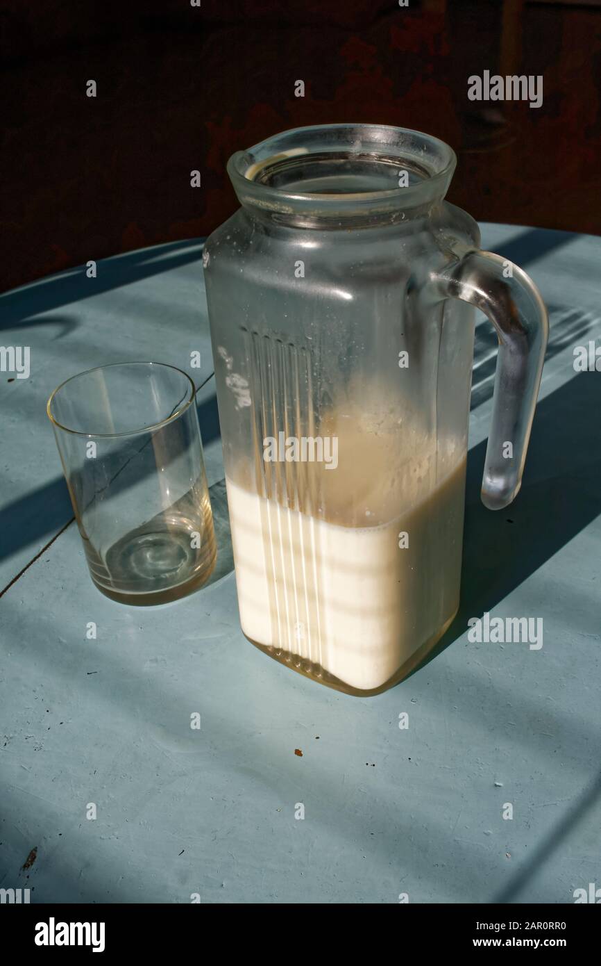 Stages of the home extraction of soy milk Stock Photo - Alamy