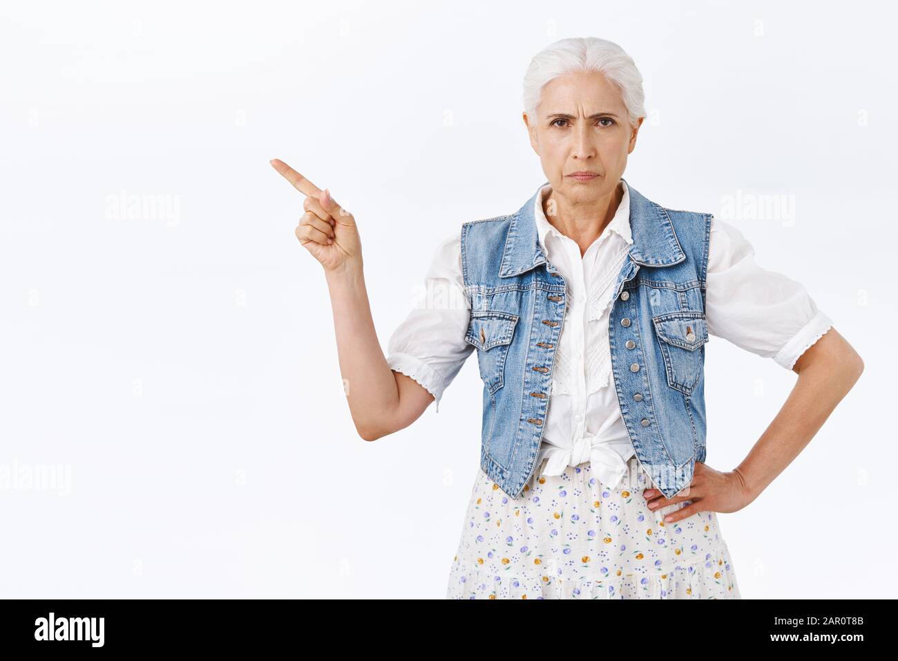 Angry, serious-looking disappointed senior lady, grandmother displeased ...