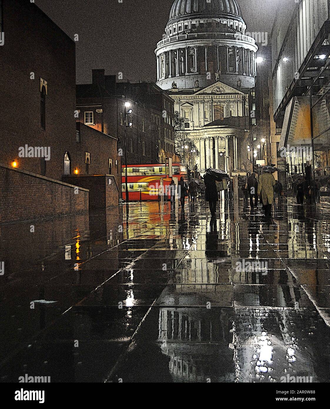 Around the UK - London - St 'Paul's Cathedral in the rain Stock Photo ...