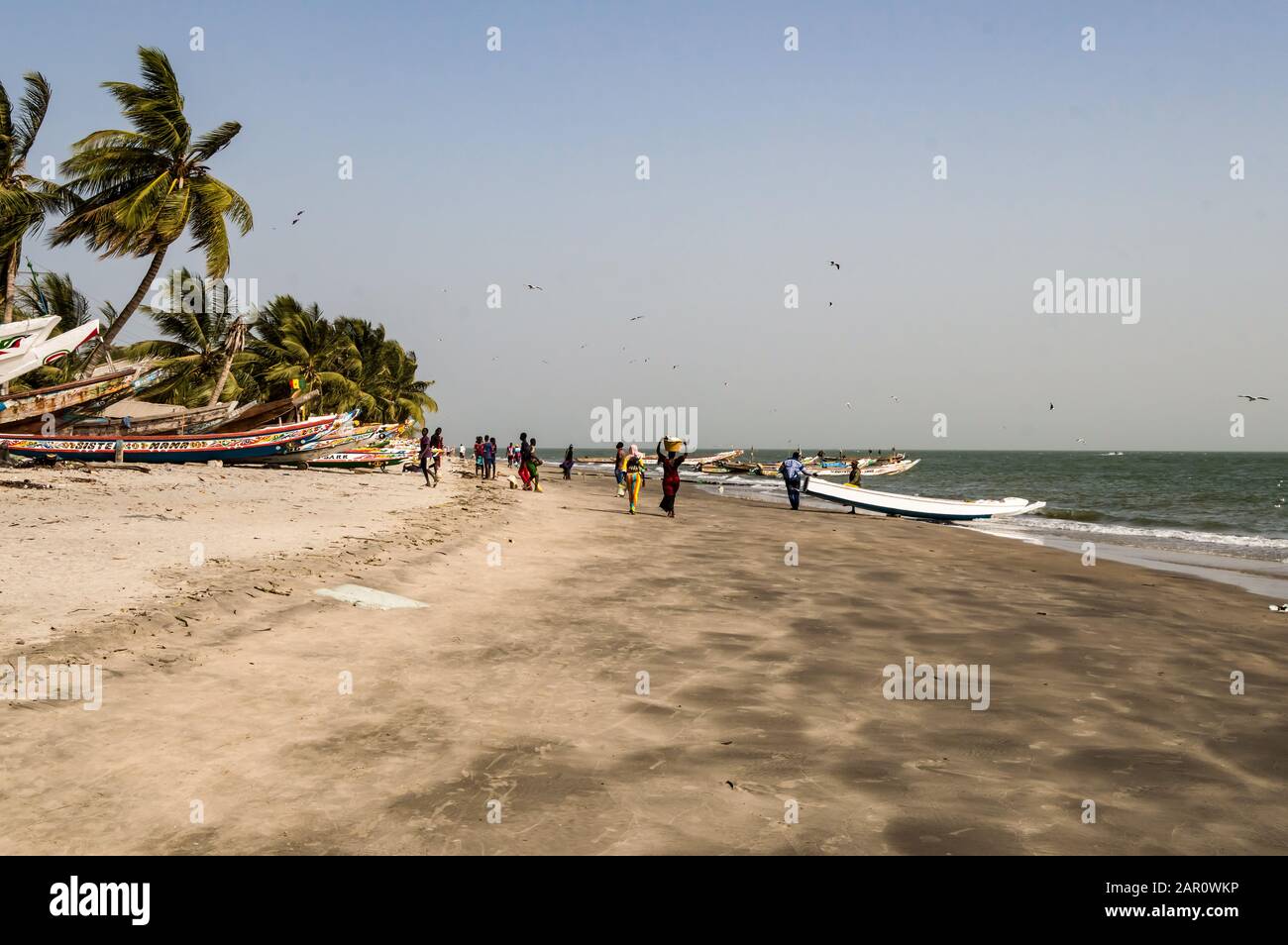 West africa gambia - view of the beach in port of banjul on a windy day ...