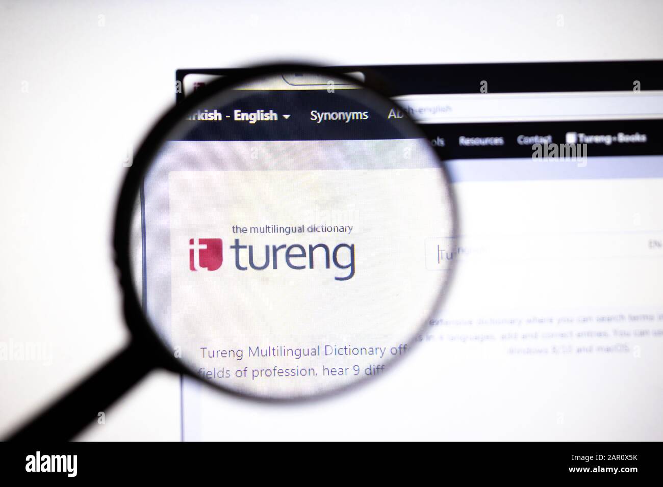 Los Angeles, California, USA - 23 January 2020: Tureng website page ...