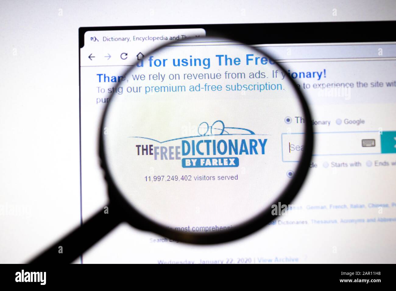 Los Angeles, California, USA - 23 January 2020: The Free Dictionary ...