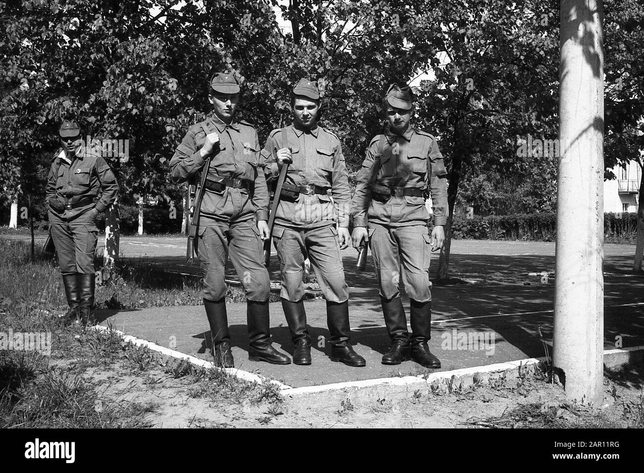 STUPINO, MOSCOW REGION, RUSSIA - CIRCA 1992: Portrait of soldiers of ...