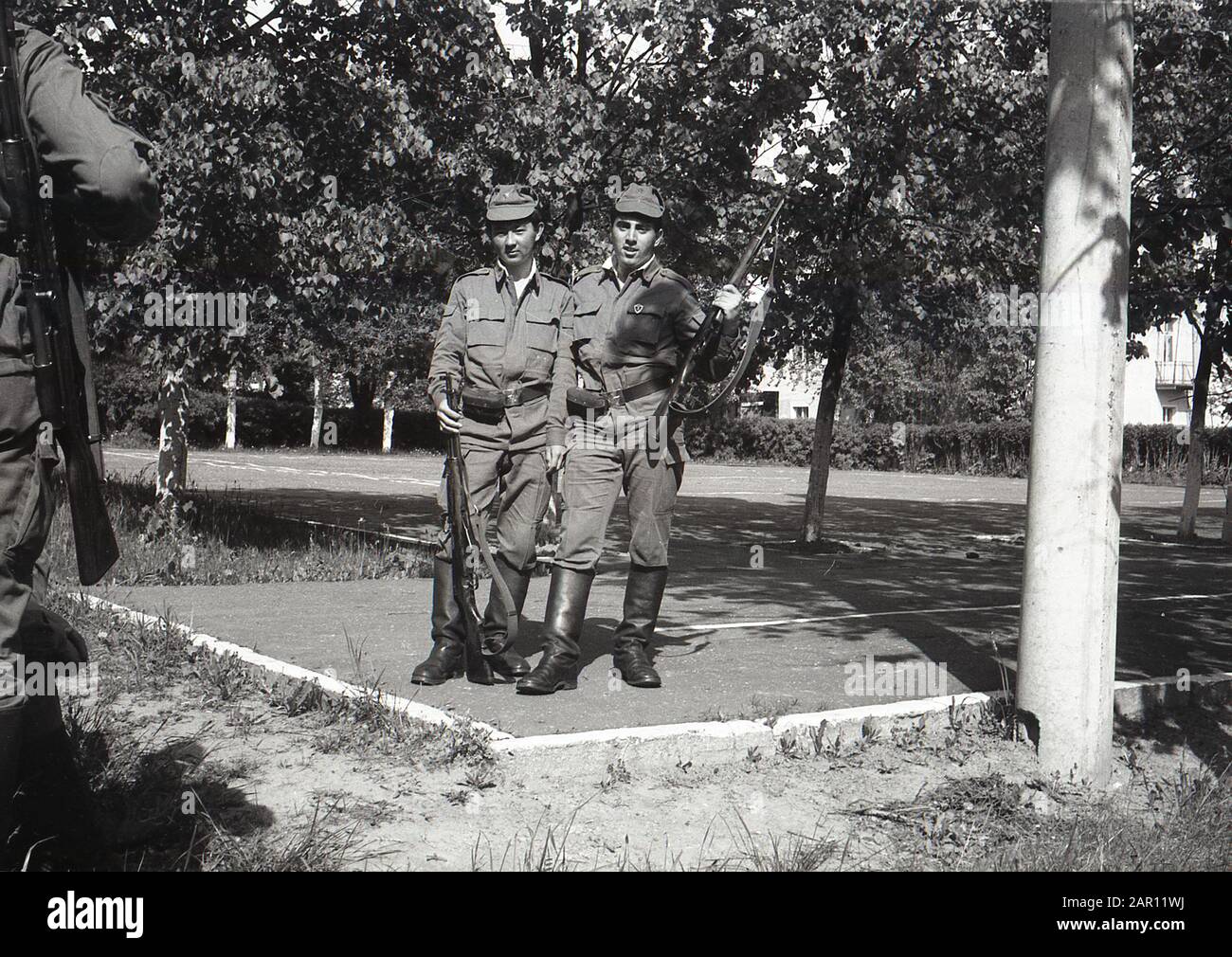 STUPINO, MOSCOW REGION, RUSSIA - CIRCA 1992: Portrait of soldiers of ...