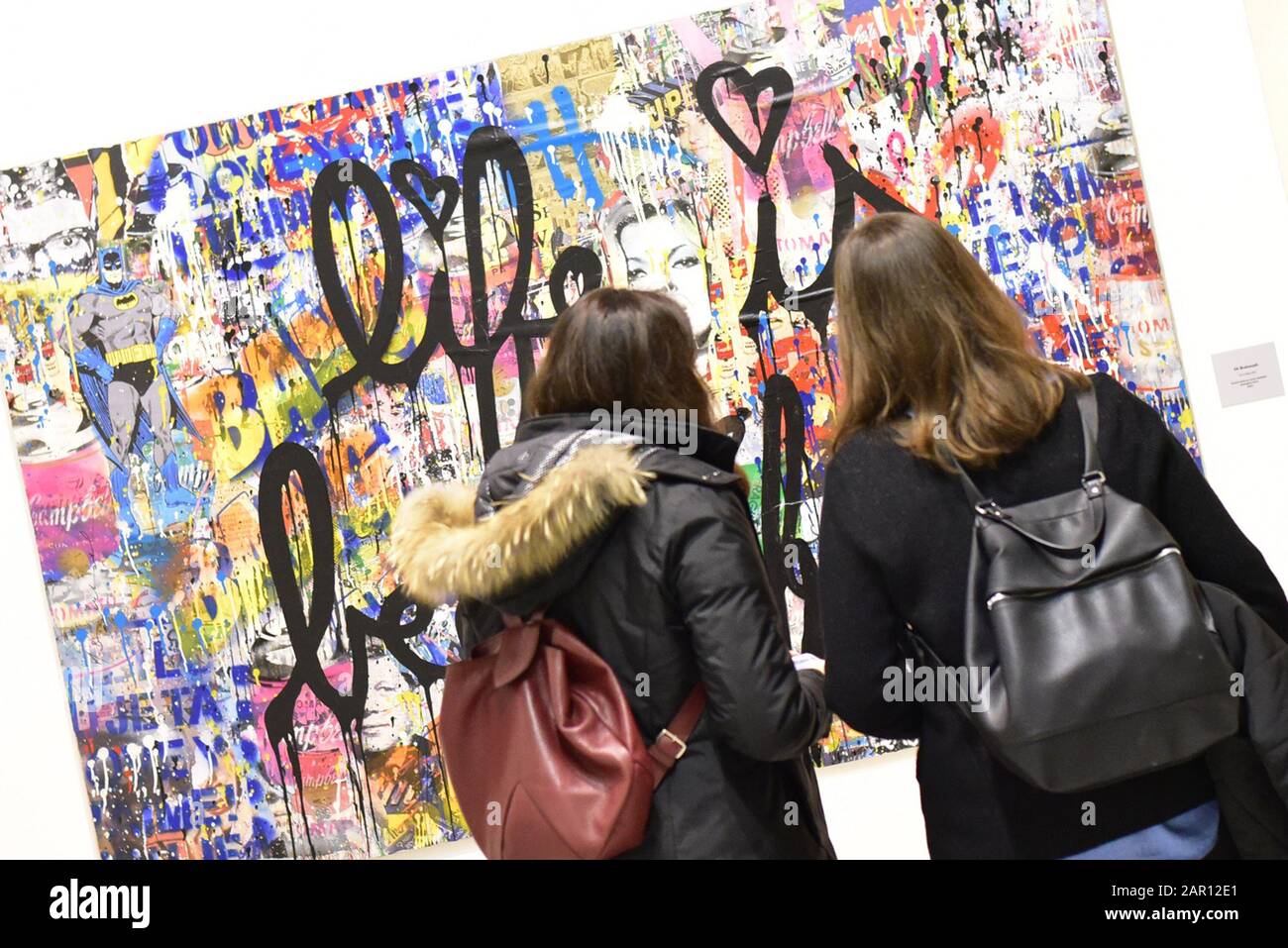 Napoli, Italy. 25th Jan, 2020. Banksy's works on exhibition at the ...