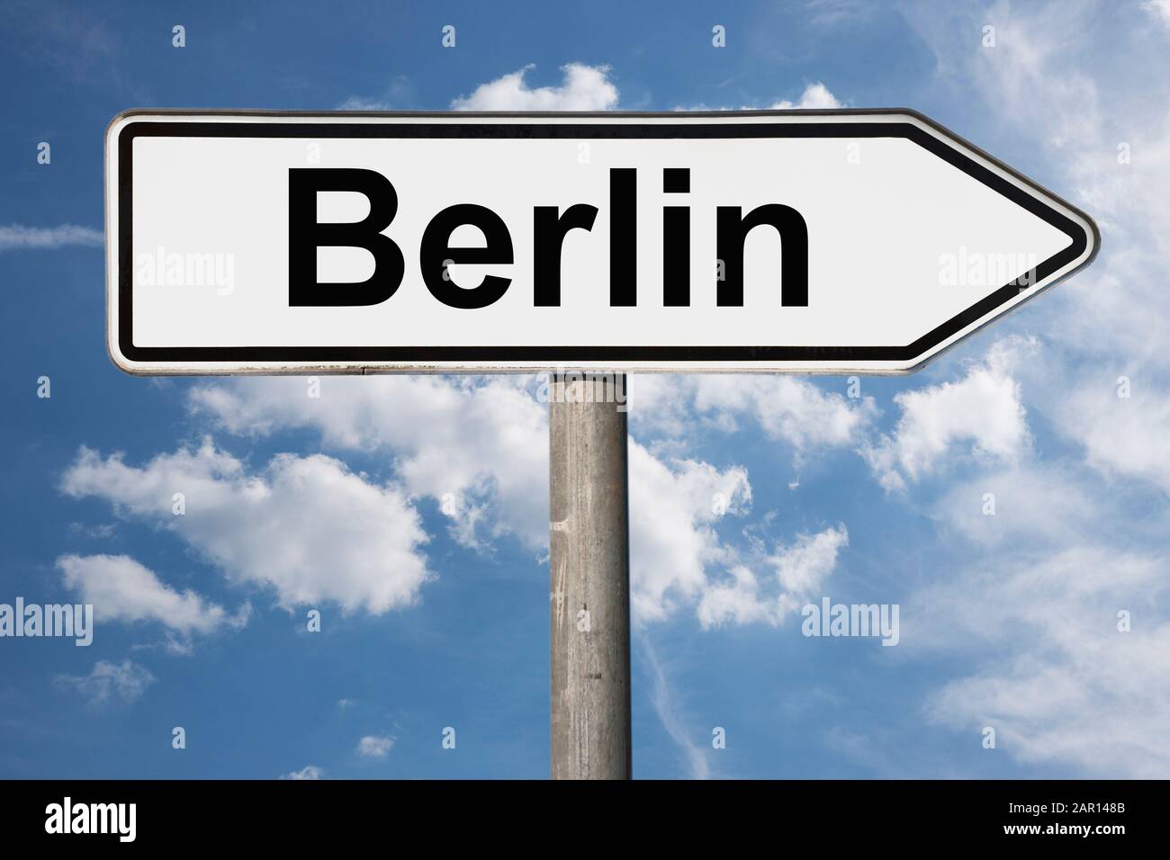 Detail photo of a signpost with the inscription Berlin, Germany, Europe ...