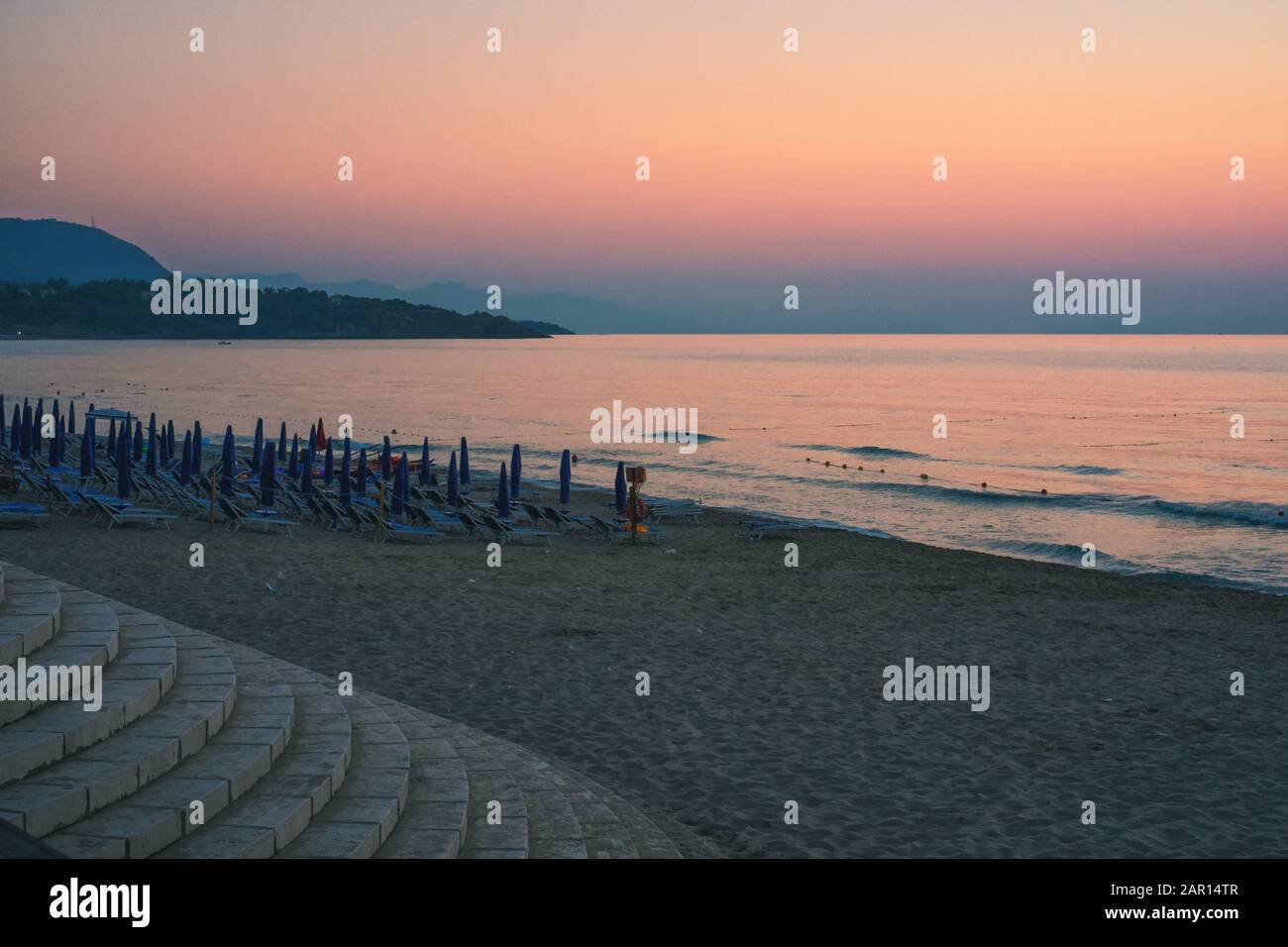 Mediterranean sunset in Cefalu. Historic Cefalu is a major tourist ...