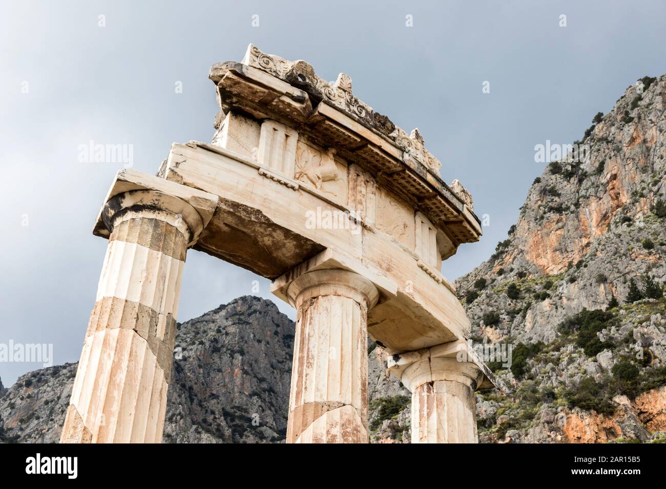 Delphi, Greece. The Tholos of Delphi, a circular temple and one of the ...