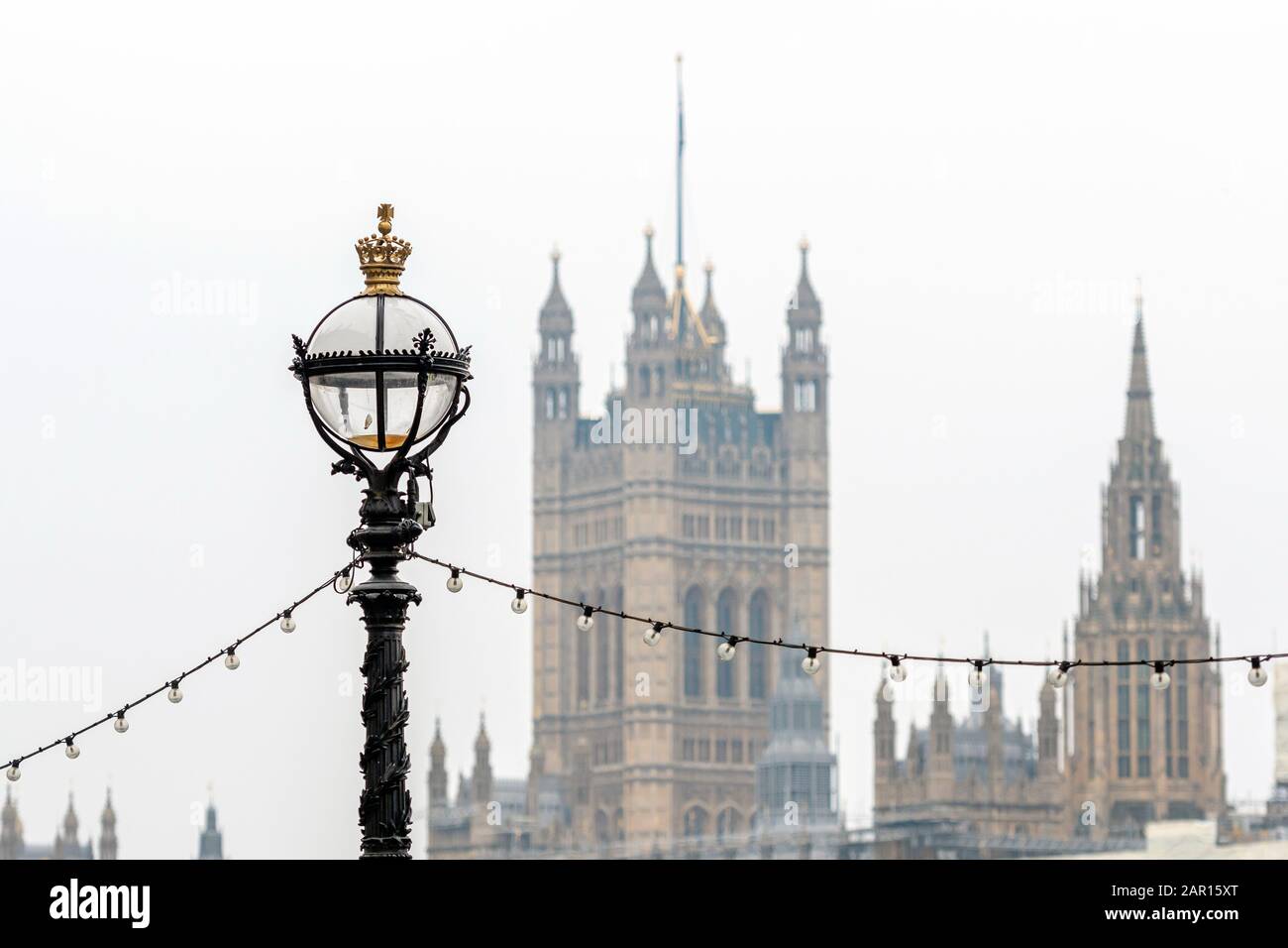 Dolphin lamp standard on Thames Embankment in London at the Westminster ...