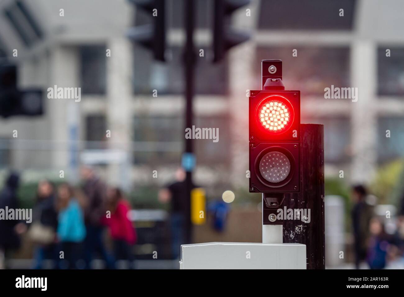 Red traffic lights on a blurred street background - image Stock Photo ...