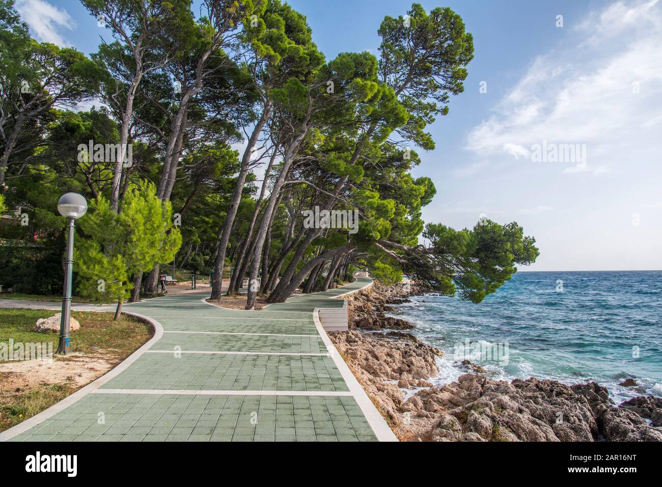 paradise in Brela on Makarska riviera, Dalmatia, Croatia. Seepromenade ...