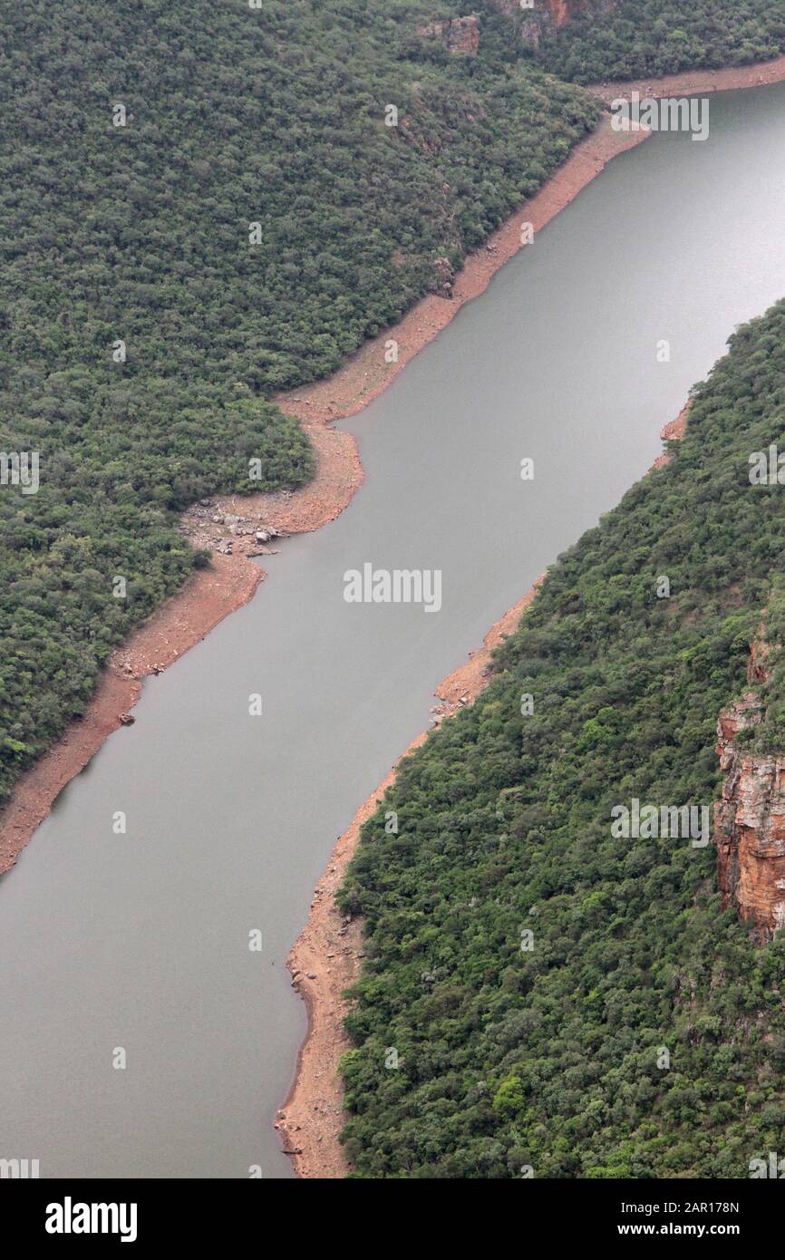 Aerial view of Blyde River, Blyde River Canyon, Mpumalanga, South ...