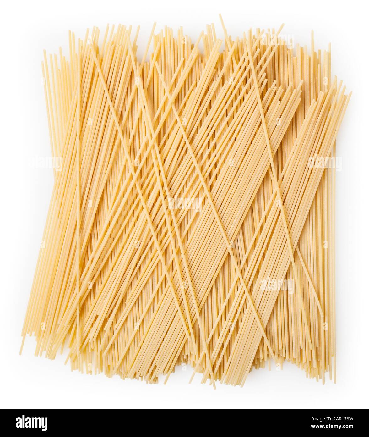 Uncooked dried spaghetti pasta isolated on white background with ...