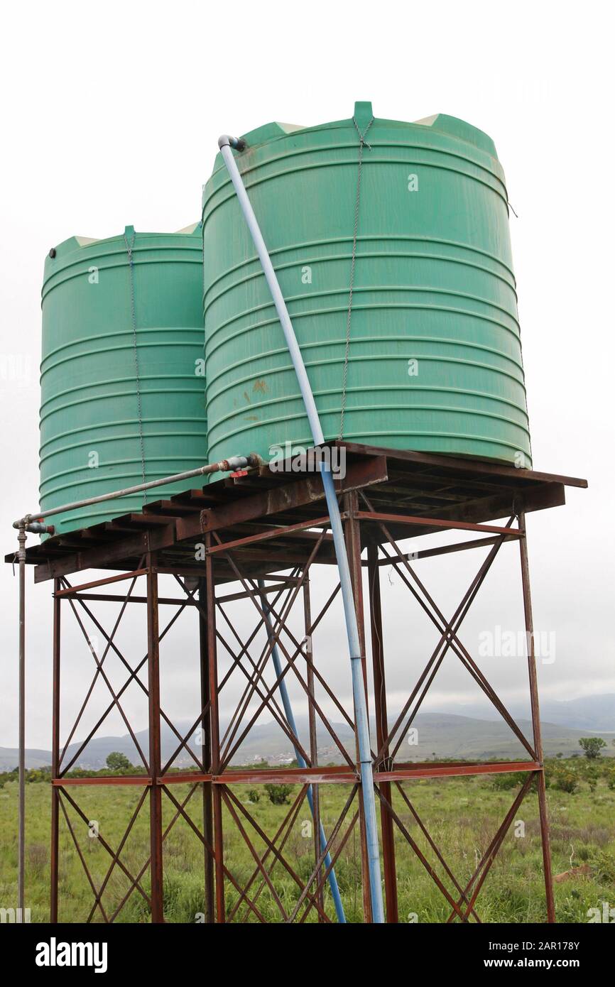 Water tanks, Scenic Route, Mpumalanga, South Africa Stock Photo - Alamy