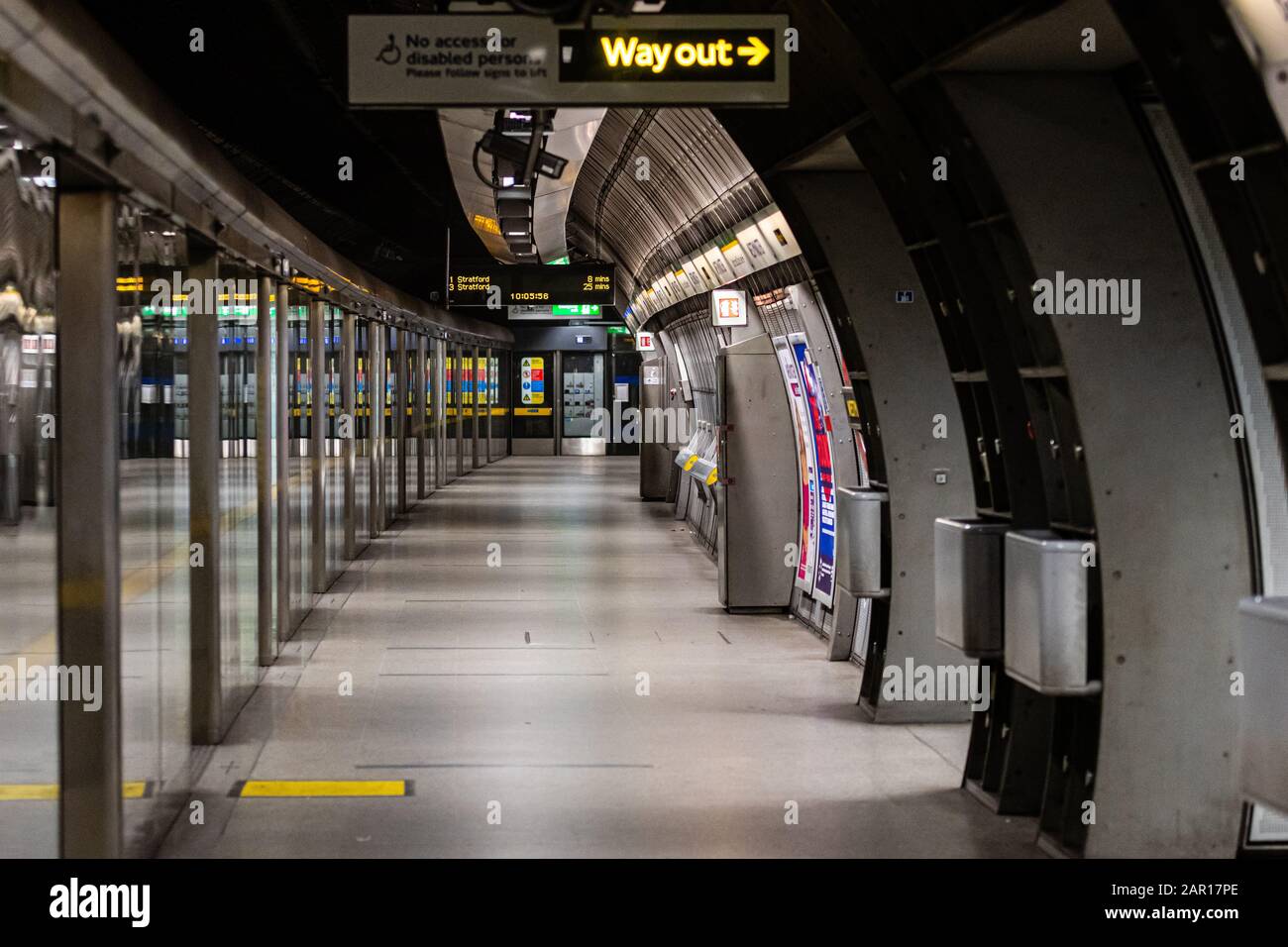 London, UK - January 1, 2020: Platform of Westminster Underground ...