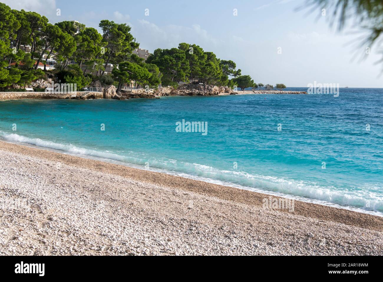 Adriatic Sea beach in the resort town of Brela, Croatia. paradise beach in Brela on Makarska ...