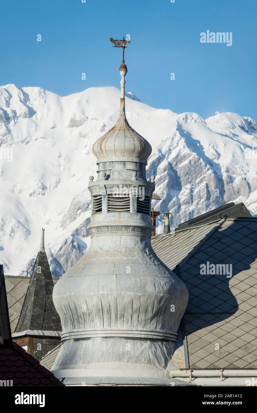Small metallic tower on a roof Stock Photo - Alamy
