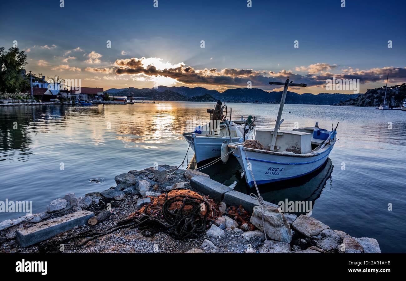Üçağız, the humble village of Kekova bay Stock Photo - Alamy