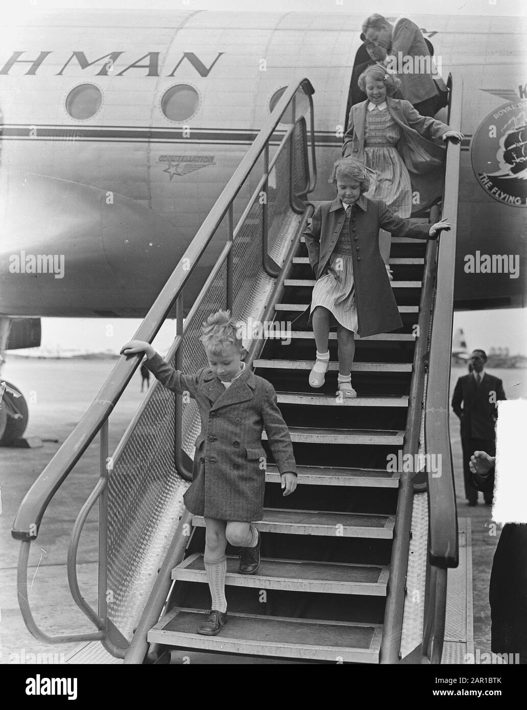 First KLM flight to Canada. Princesses with boy on stairs Date: May 27 ...