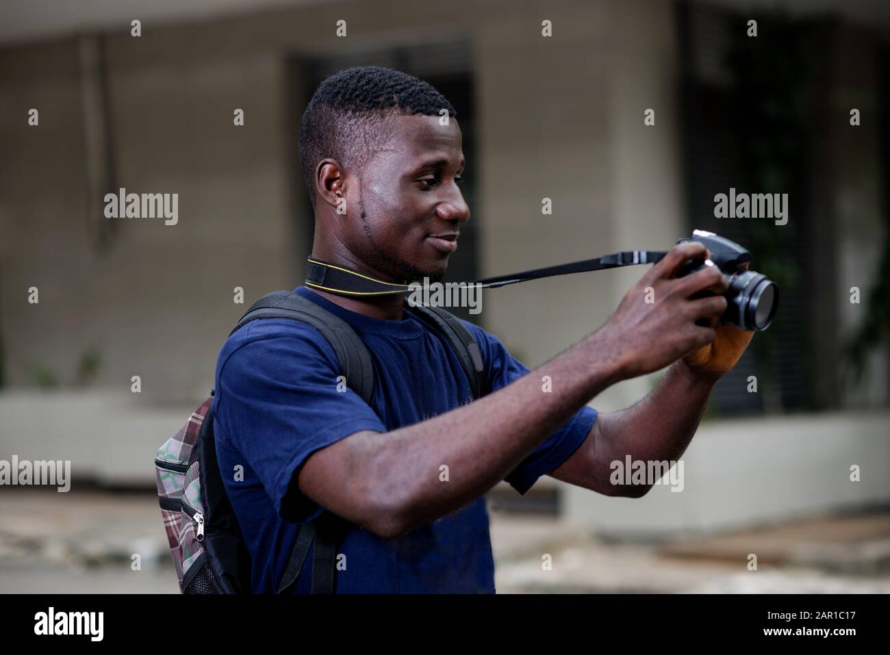 Young traveler or photographer doing tourism taking the picture of the ...