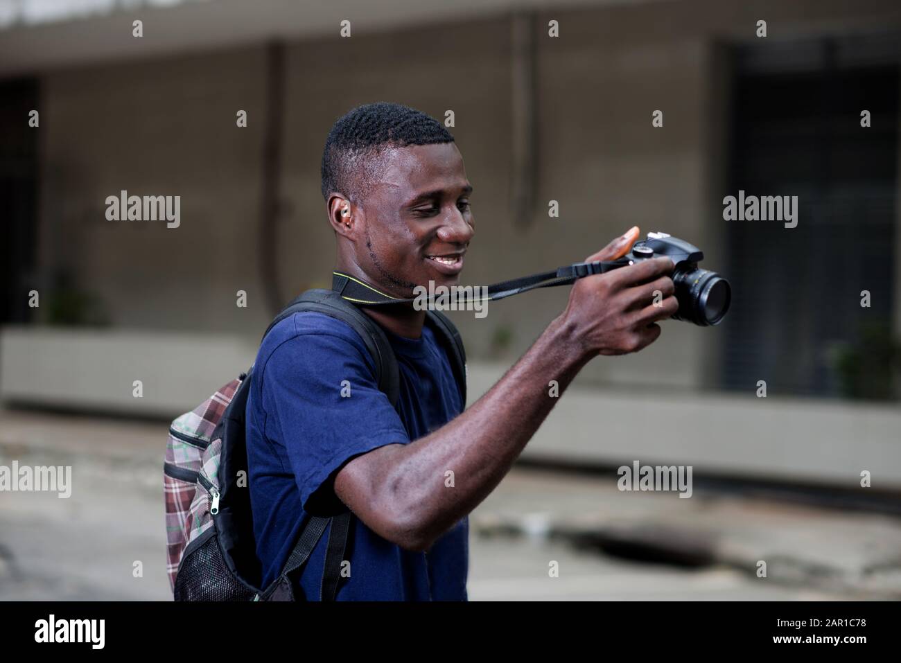 Young traveler or photographer doing tourism taking the picture of the ...