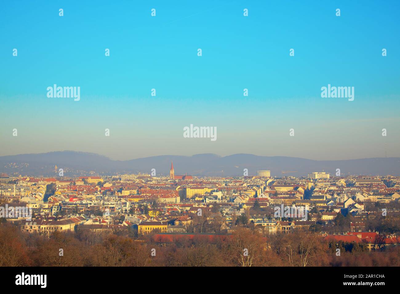 Aerial view of the business district in vienna hi-res stock photography ...
