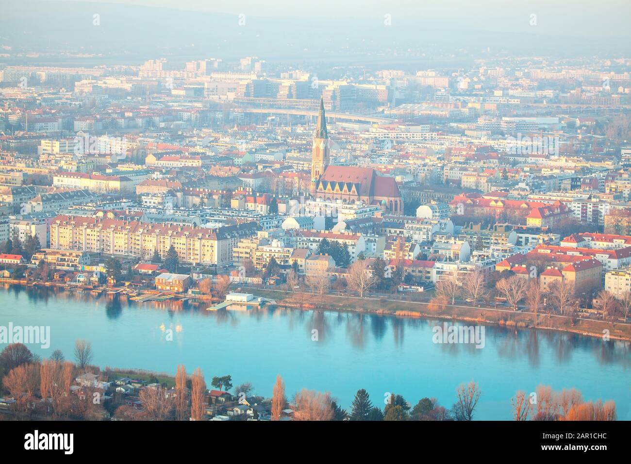 beautiful scene of Danube and Vienna city Stock Photo - Alamy