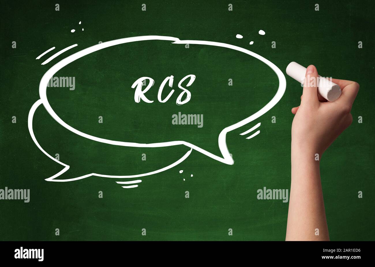 Hand drawing RCS abbreviation with white chalk on blackboard Stock ...
