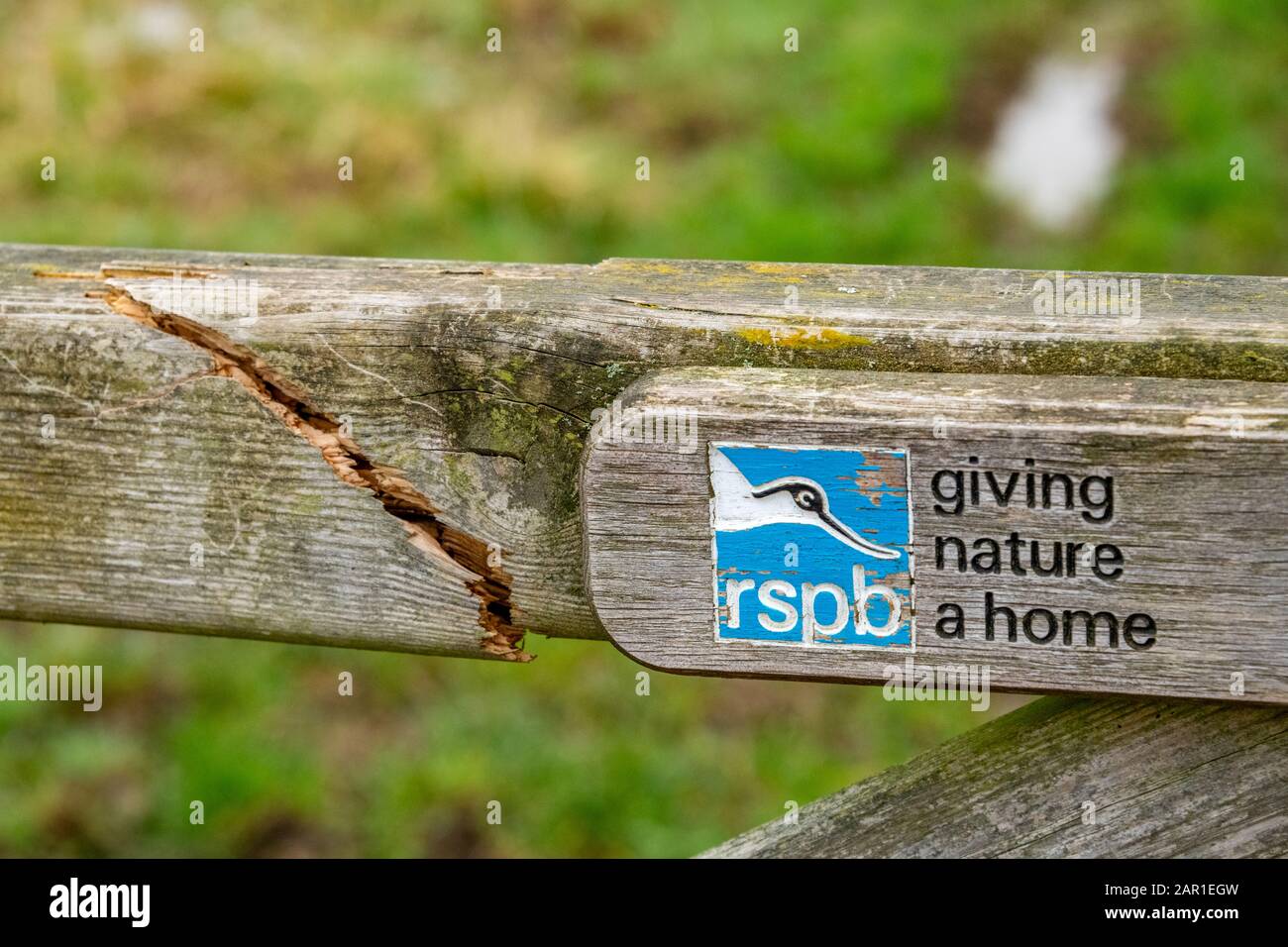 RSPB Otmoor: Broken sign. Damaged RSPB gate at popular conservation ...