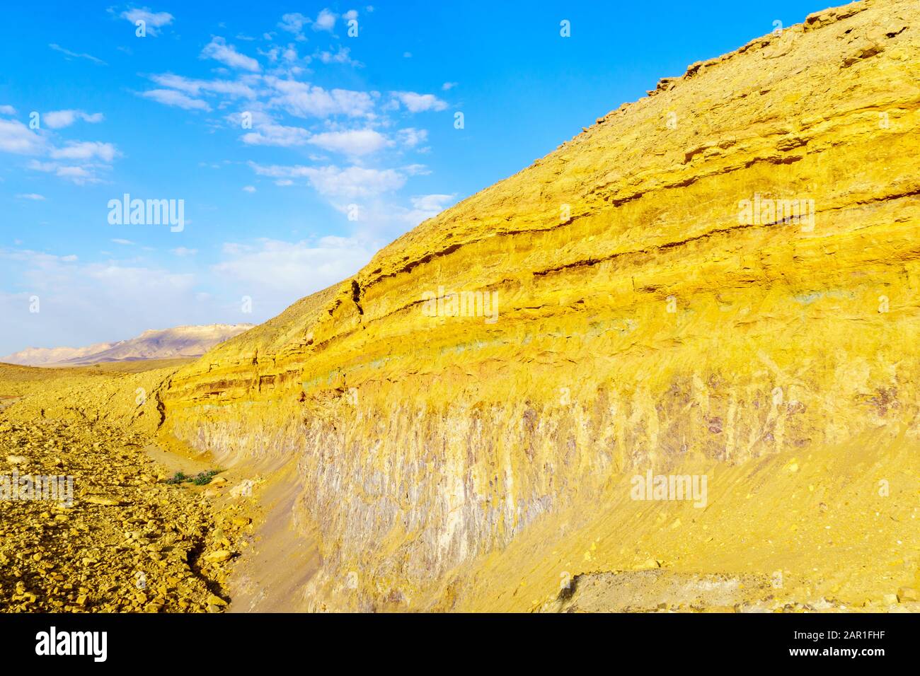 View of layered rock formation, along the Ramon Colors Route, in ...