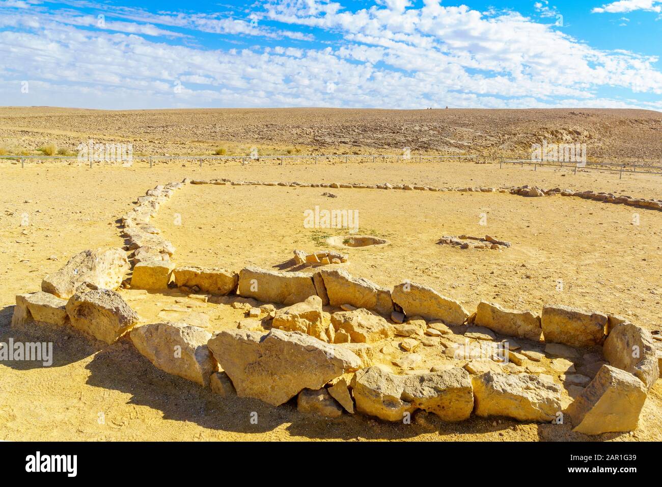View of the Leopard Temple of Uvda, a 7000-year-old temple in the Negev ...