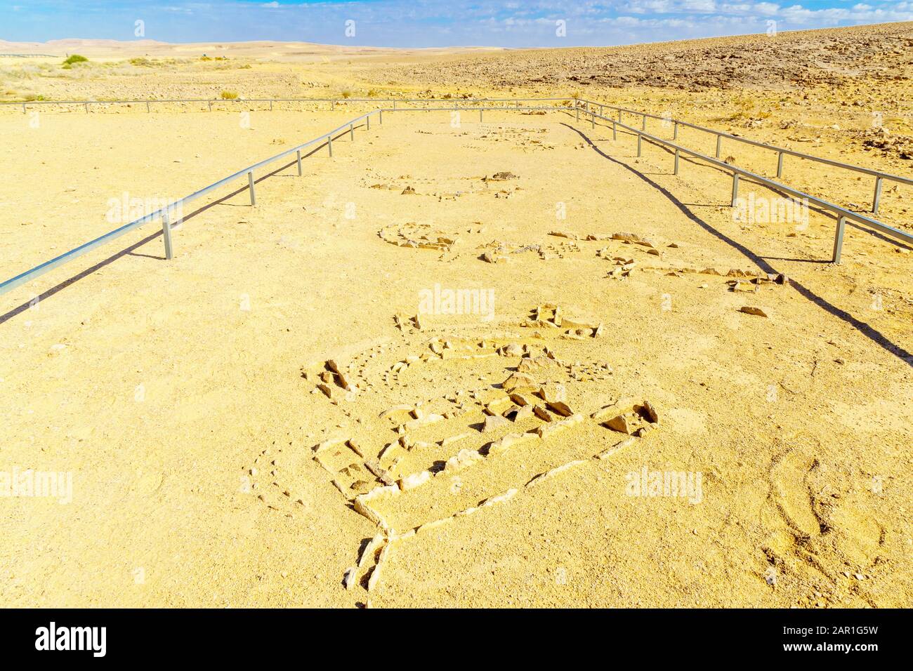 View of primitive mosaics in the Leopard Temple of Uvda, a 7000-year ...