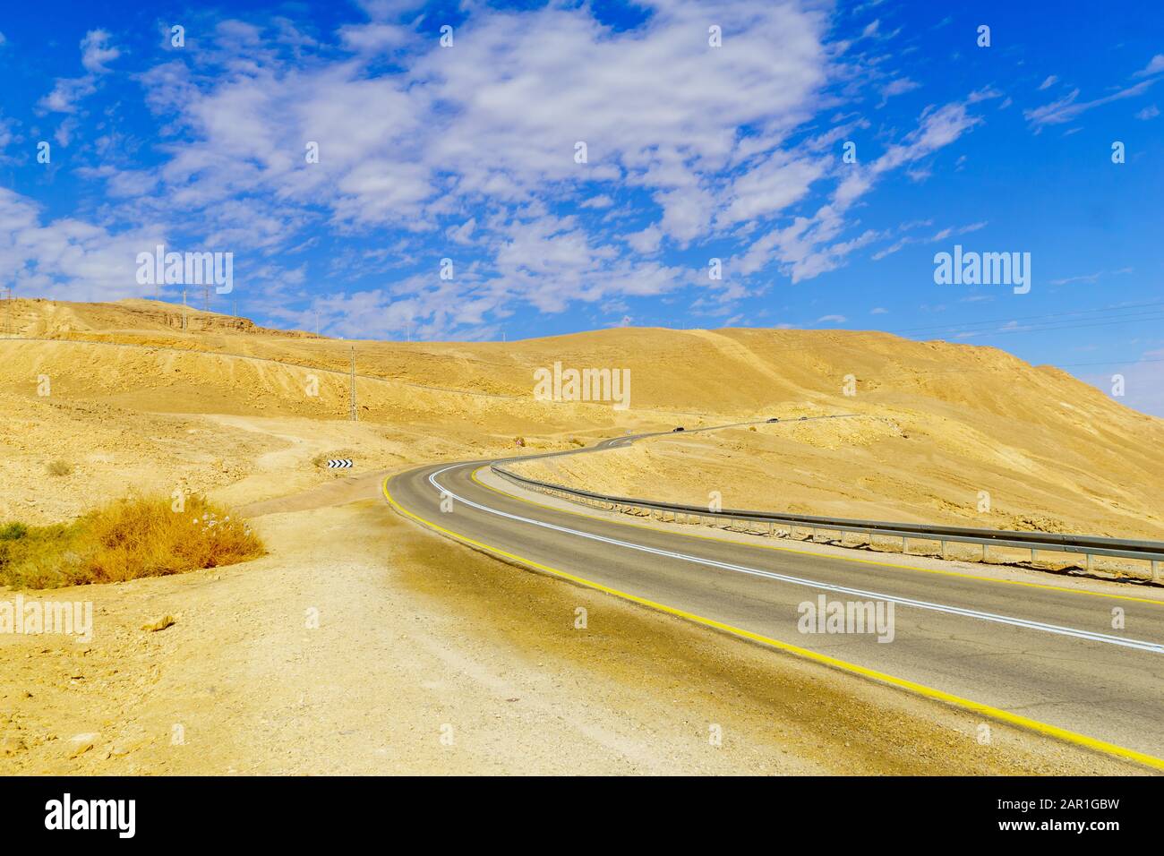 Landscape of the Arava desert and road 40. Southern Israel Stock Photo ...
