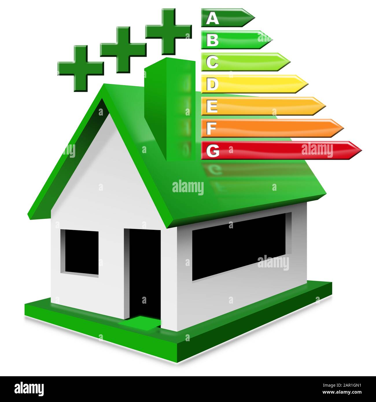 House energy efficiency rating. 3d illustration of a residential ...