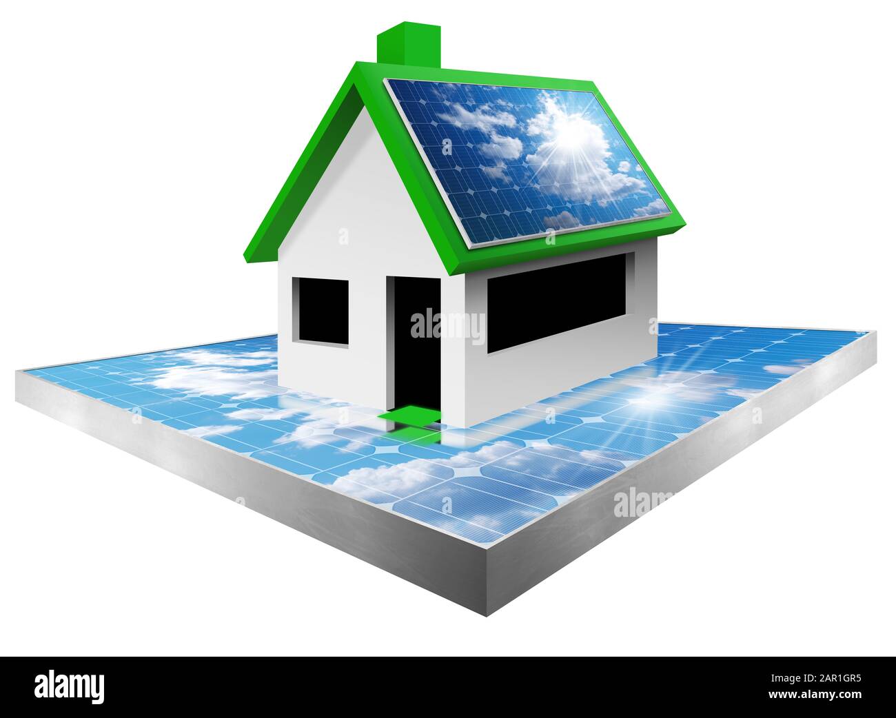 3d Models Houses With Solar Panels 3d Model House Solar Stock