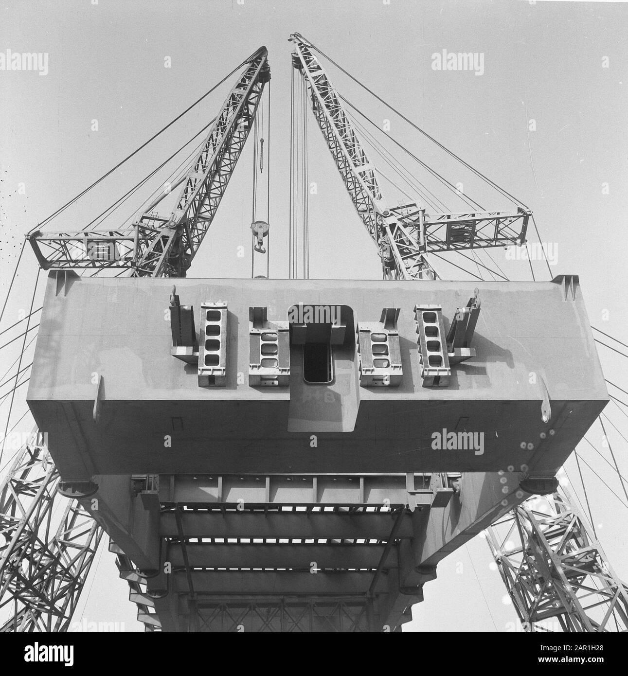 Placement of the two bascule valves of the Volkerak lock bridge on the ...