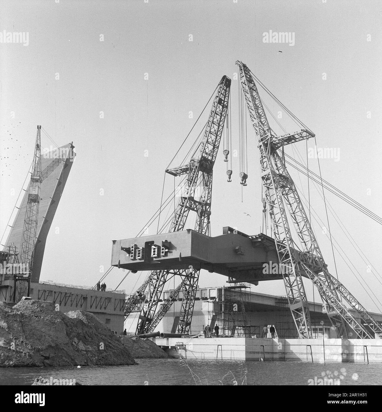 Placement of the two bascule valves of the Volkerak lock bridge on the ...