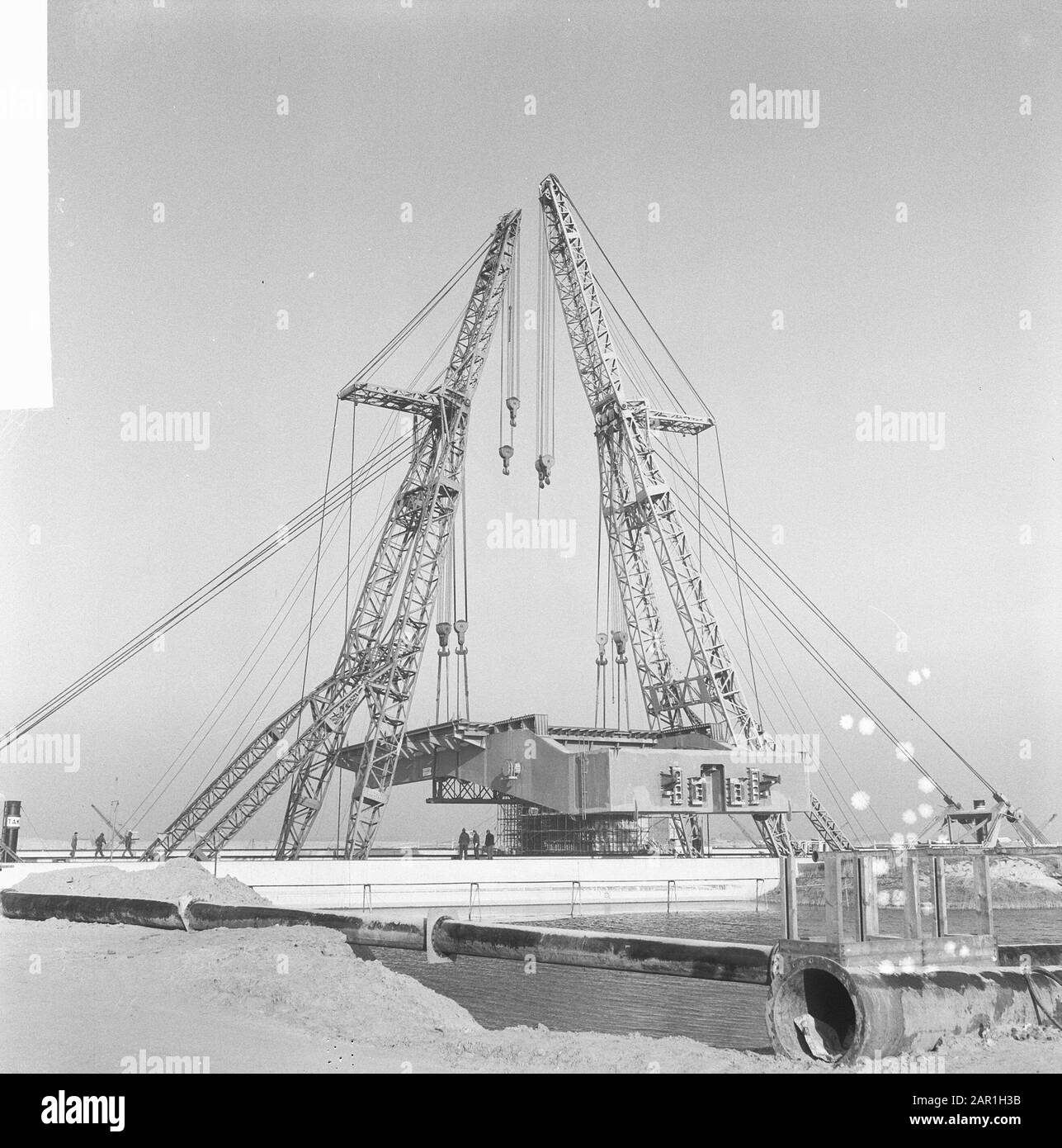 Placement of the two bascule valves of the Volkerak lock bridge on the ...