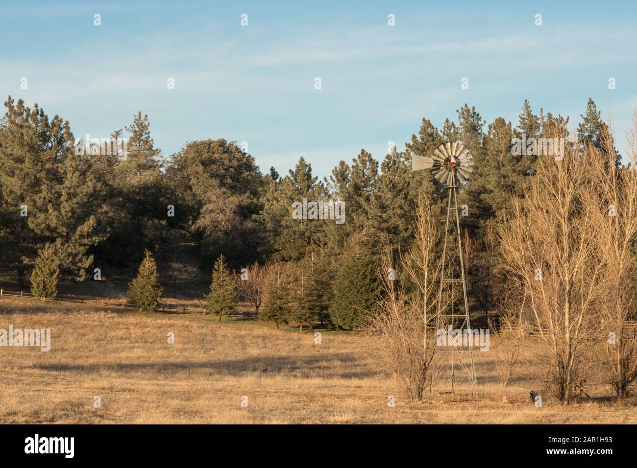Autum American western rural ranch countryside landscape with tall ...